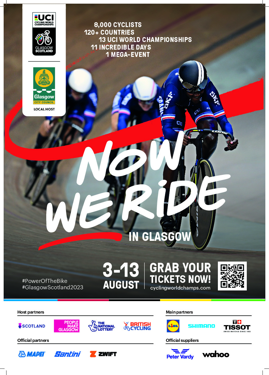 2023 UCI Cycling World Championships - A3 Poster - Glasgow - Now We Ride