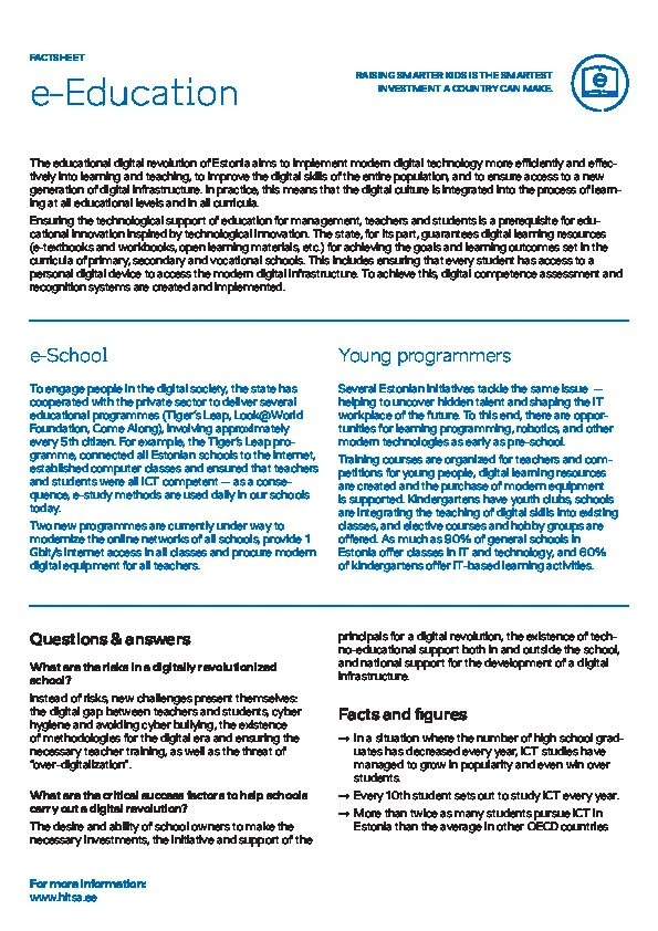 e-Education fact sheet