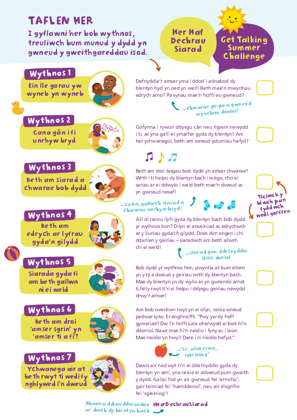 Taflen Her Haf Dechrau Siarad